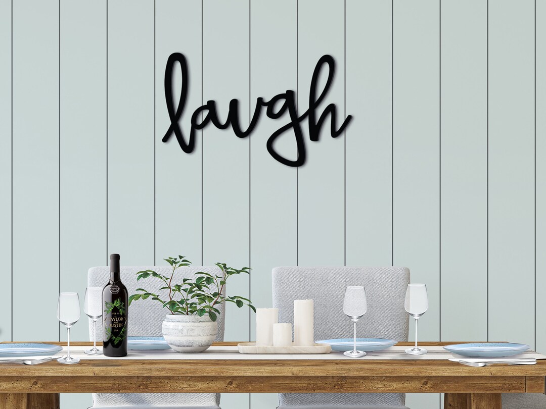 LAUGH Wood Sign- Custom Word Cut Out- Wall Decor- Bedroom Sign- Dining ...