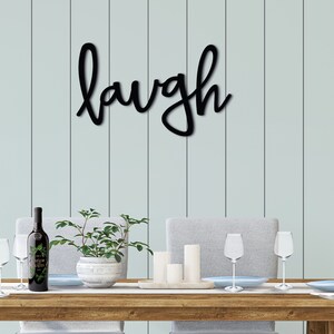 LAUGH Wood Sign- Custom Word Cut Out- Wall Decor- Bedroom Sign- Dining ...