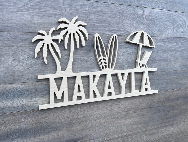 KIDS BEACH NAME Sign, Surfer Kids Room Sign, Girls Room Beach Decor ...