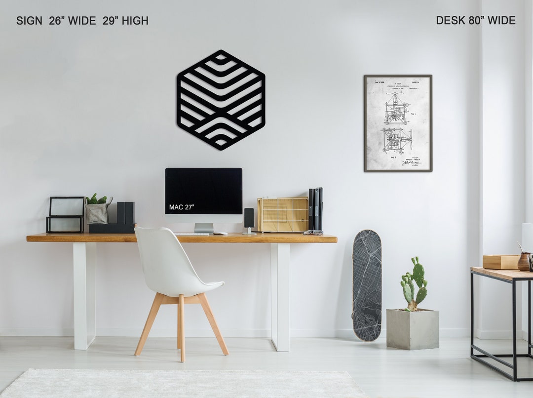 HEXAGON RASTER Sign-geometric Wood Wall Art-themed Decor- Gift for ...