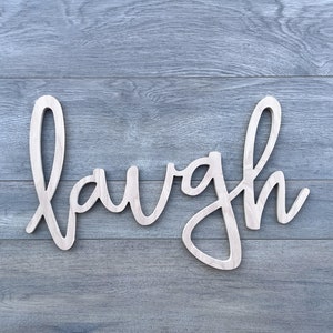 LAUGH Wood Sign- Custom Word Cut Out- Wall Decor- Bedroom Sign- Dining ...