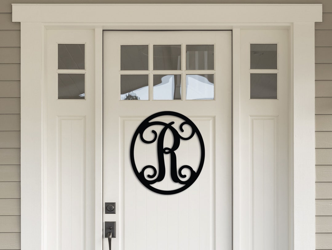 INITIAL MONOGRAM SIGN -letter Monogram- Monogram Door Hanger- Oval Door ...