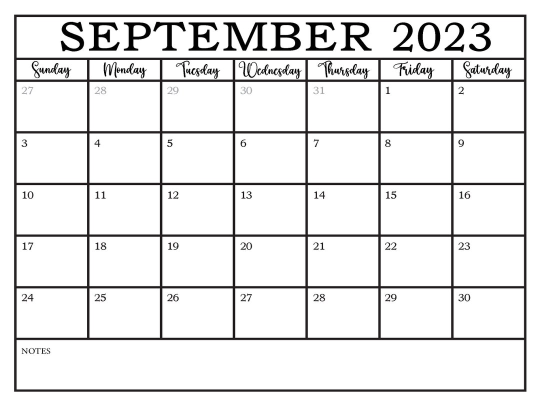 Simple September Calendar 2023 Printable September 2023 - Etsy Ireland