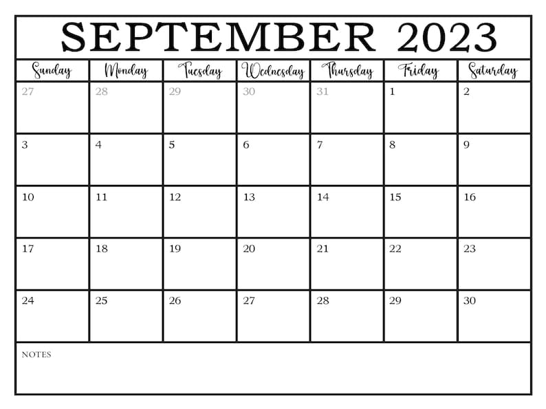 Simple September Calendar 2023 Printable September 2023 - Etsy Ireland