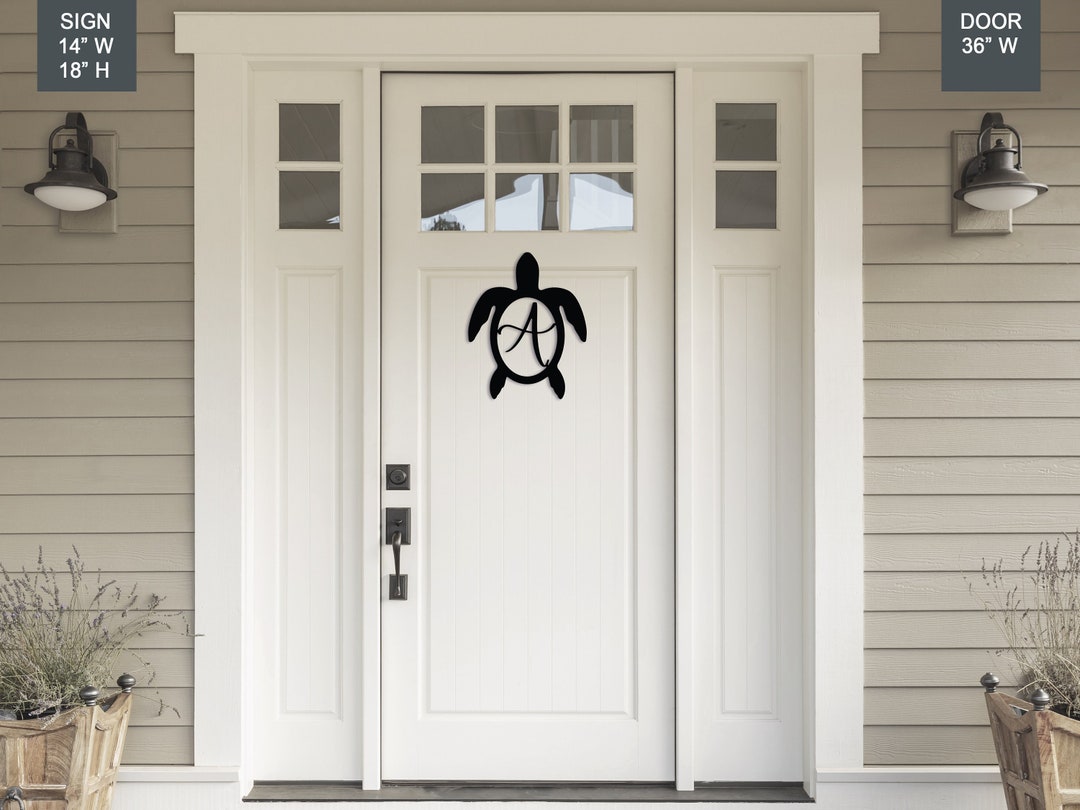 TURTLE DOOR HANGER- Turtle Letter Wall Sign- Monogram Door Hanger ...