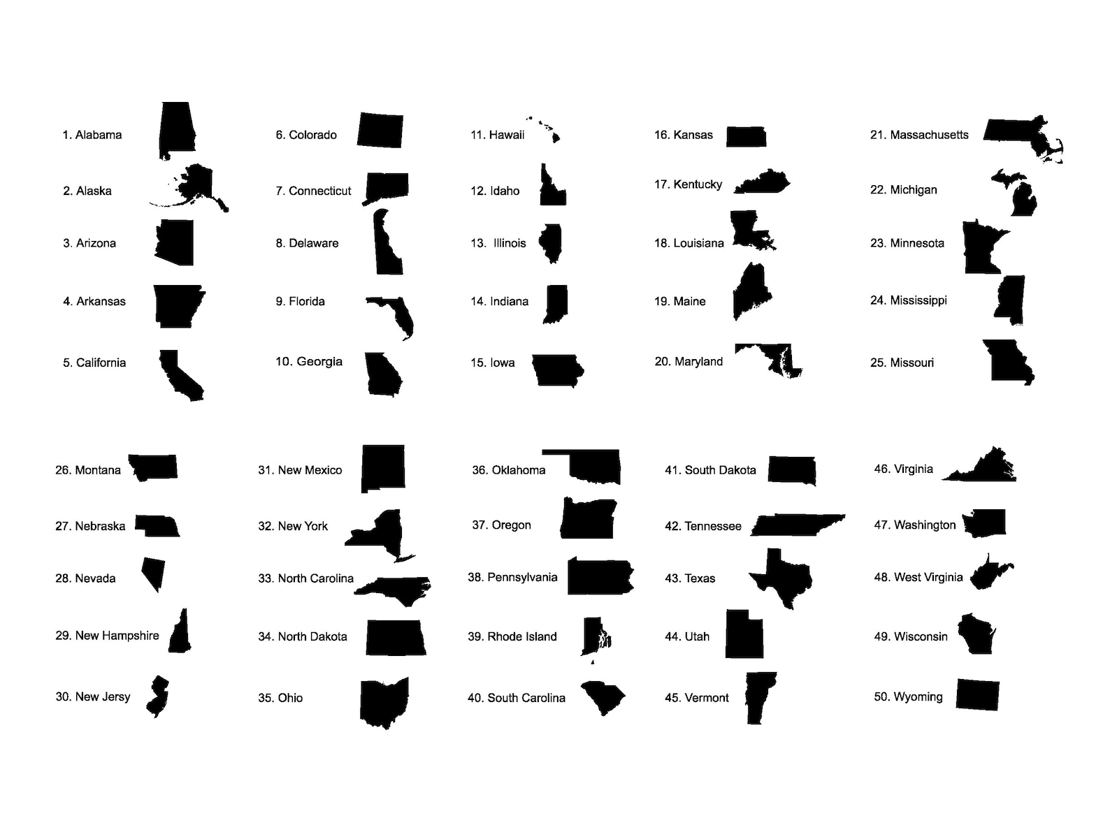 50 States of America Svg Bundle US Map Svg 50 States Cricut Silhouette ...