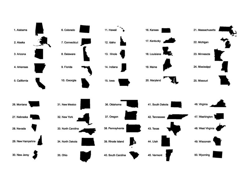 50 States of America Svg Bundle - US Map Svg- 50 States Cricut ...
