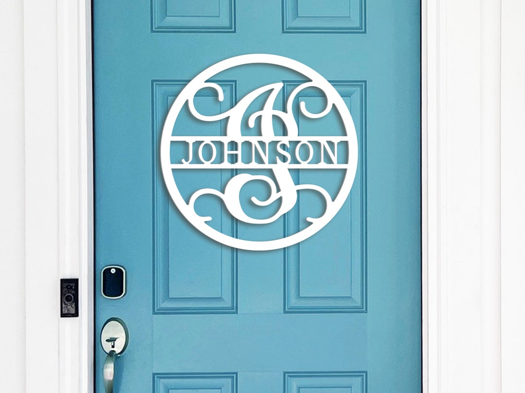 Last Name Circle Monogram - Wood Monogram - Monogram Door Hanger ...