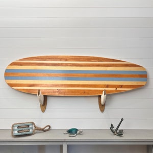 Surfboard Wall Mount Rack- Wood Surfboard Rack- Surfboard Wall Decor ...