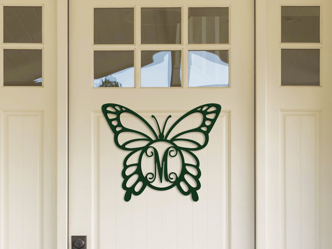 Butterfly Letter Door Sign-wall Hanger - Personalized Door Sign- Wooden ...