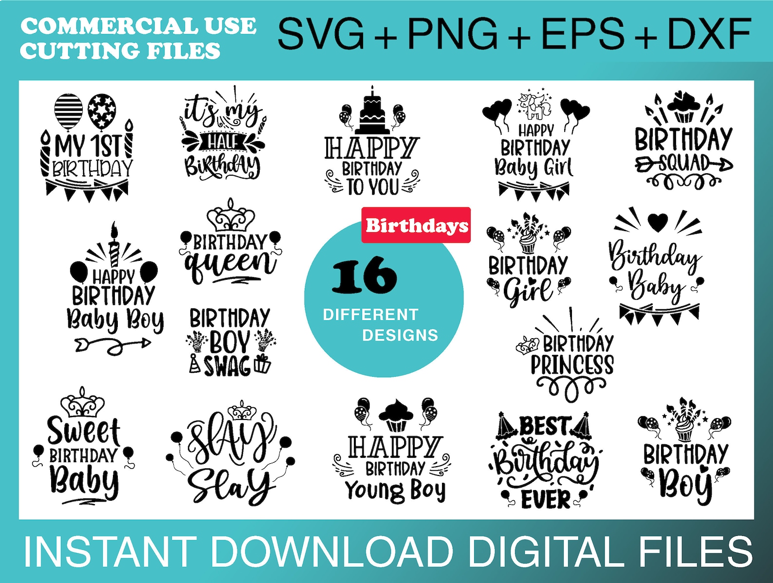 Happy Birthday SVG Bundle, Birthday Svg, Birthday Girl Svg, Birthday ...