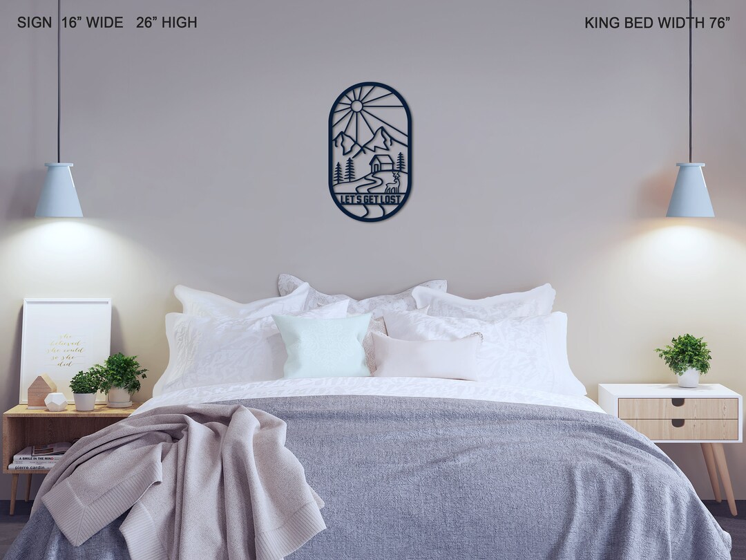 LETS GET LOST Sign-wood Sign-cut Out Wood Decor-mountain Wall Sign-boho ...