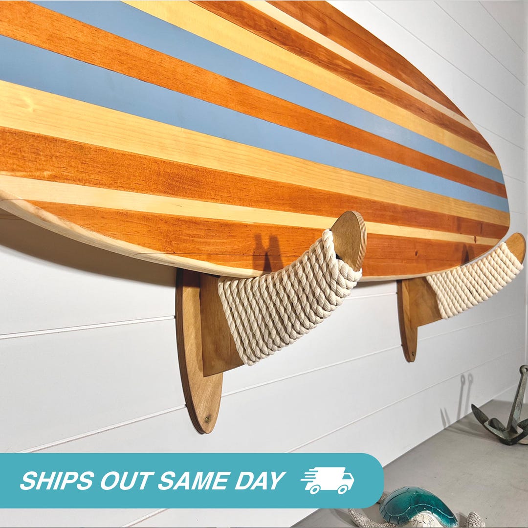 Surfboard Wall Mount Rack- Wood Surfboard Rack- Surfboard Decor ...