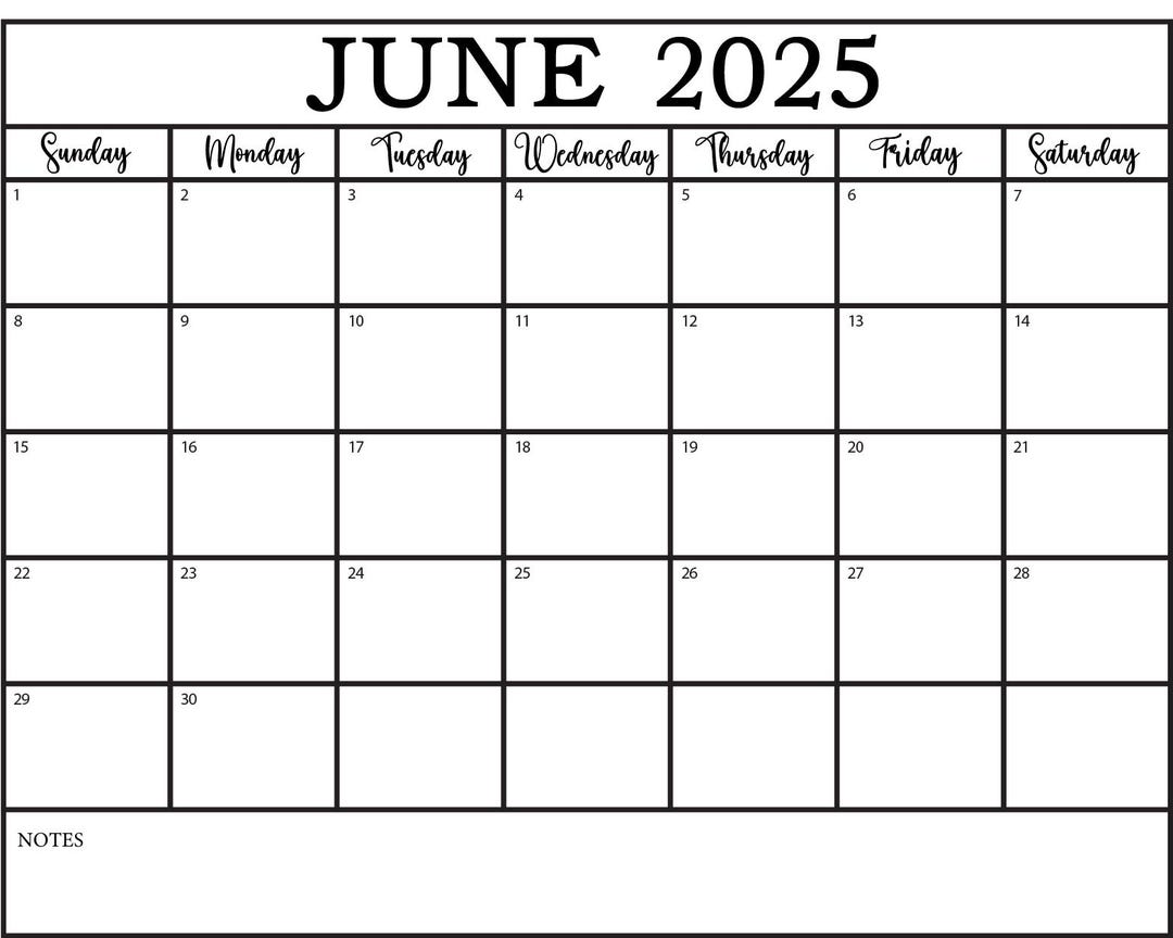 June Month Calendar Sheet 2025-Printable June 2025 Calendar-Month of ...