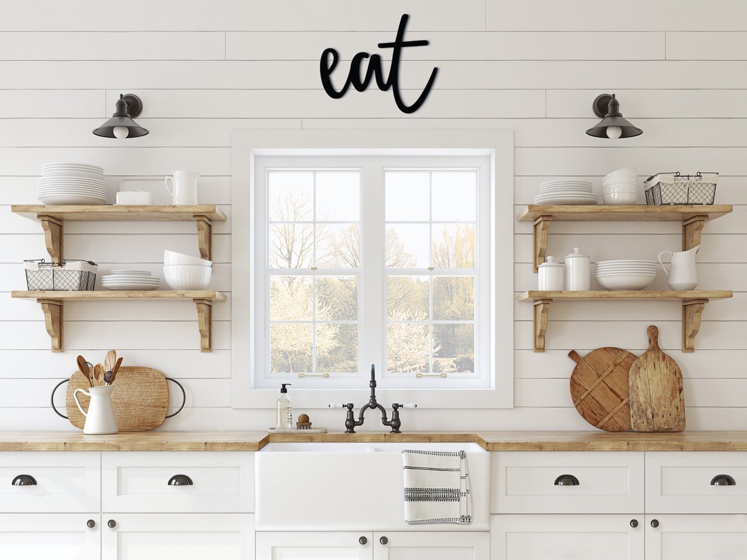 EAT Wood Sign- Custom Wood Word Sign- Wall Decor- Kitchen Sign- Dining ...