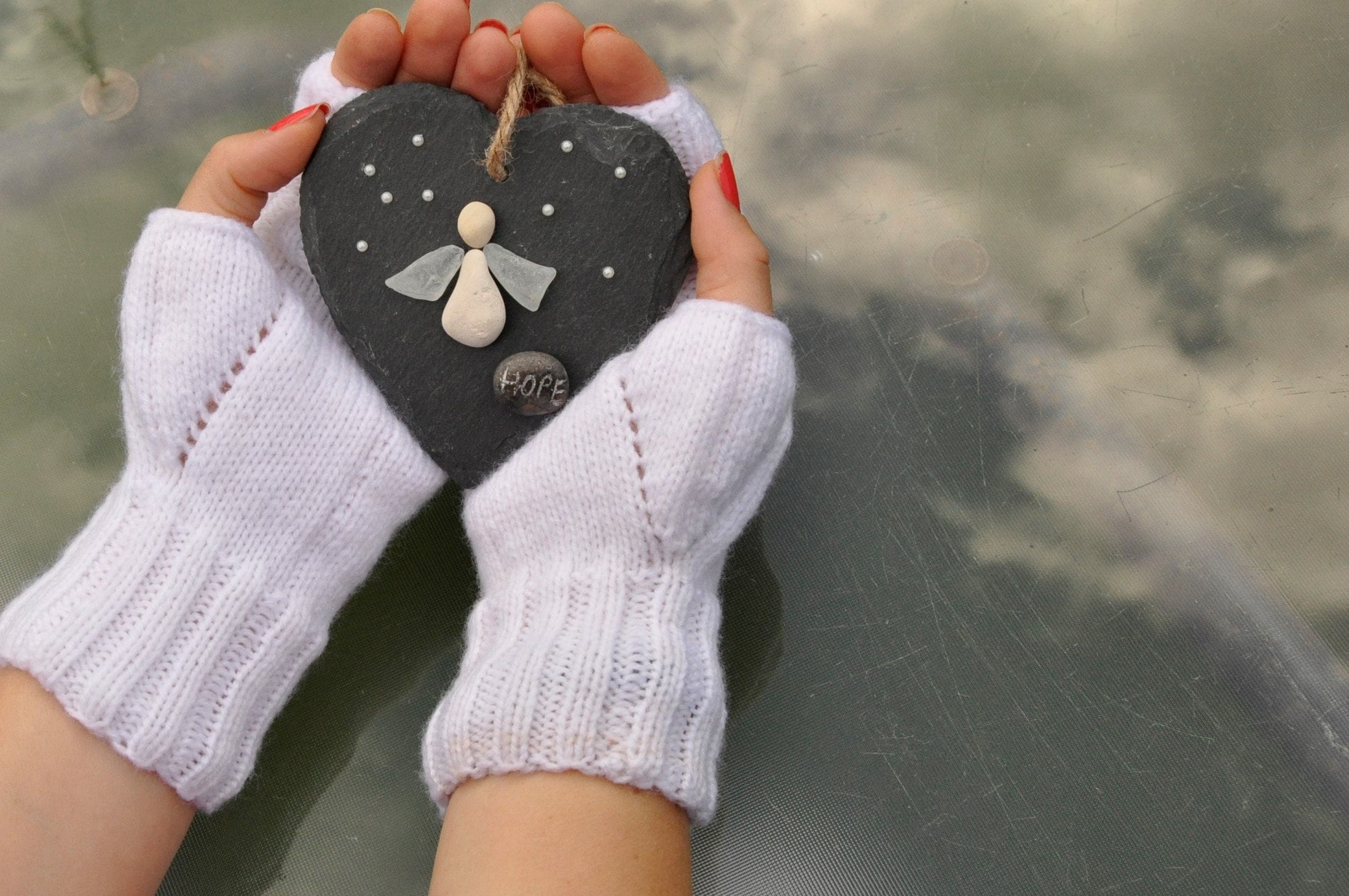 Sea Glass Fairy Angel, Pebble Art Guardian Angels ,sea Glass Fine Art ...