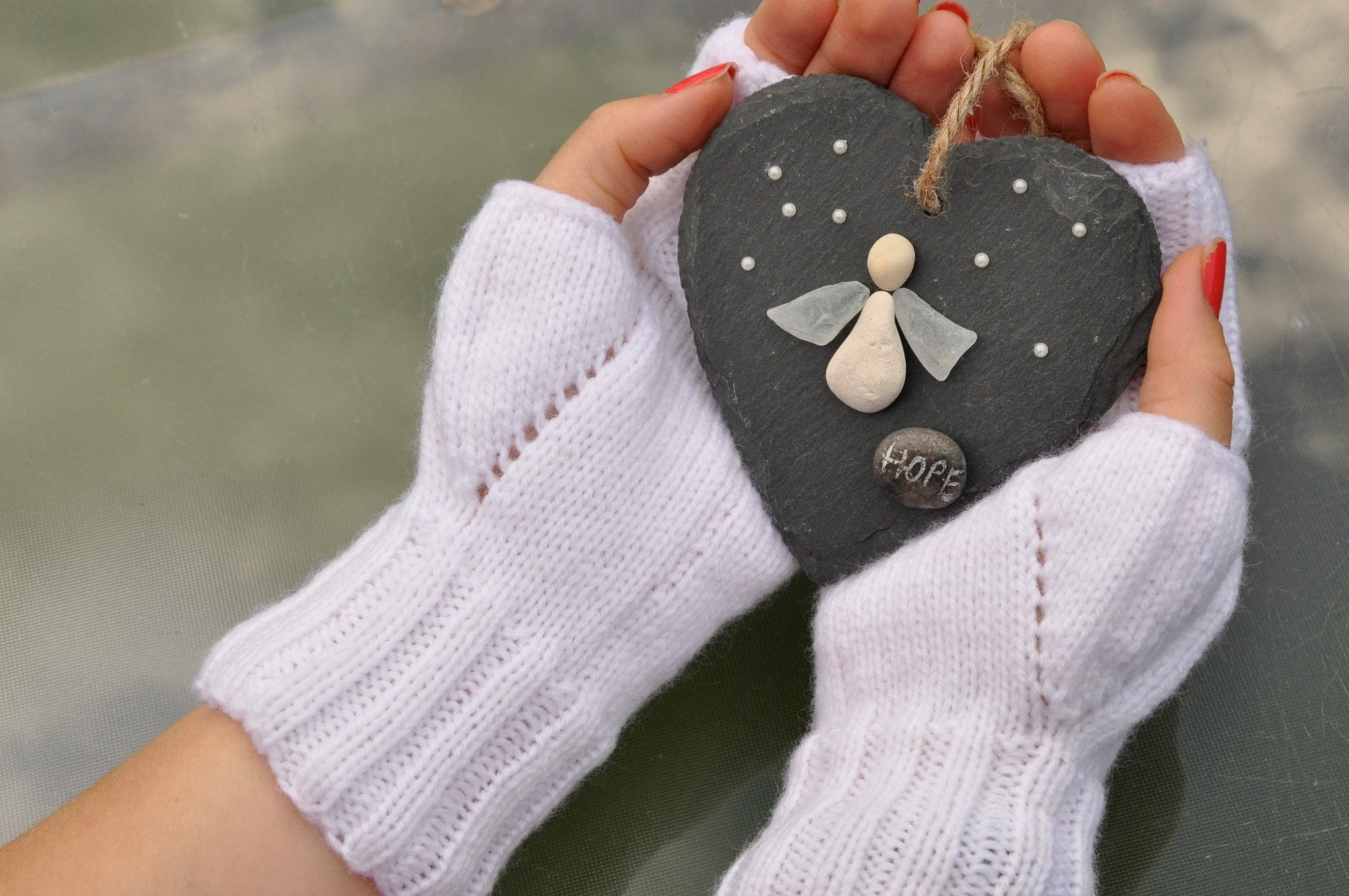 Sea Glass Fairy Angel, Pebble Art Guardian Angels ,sea Glass Fine Art ...