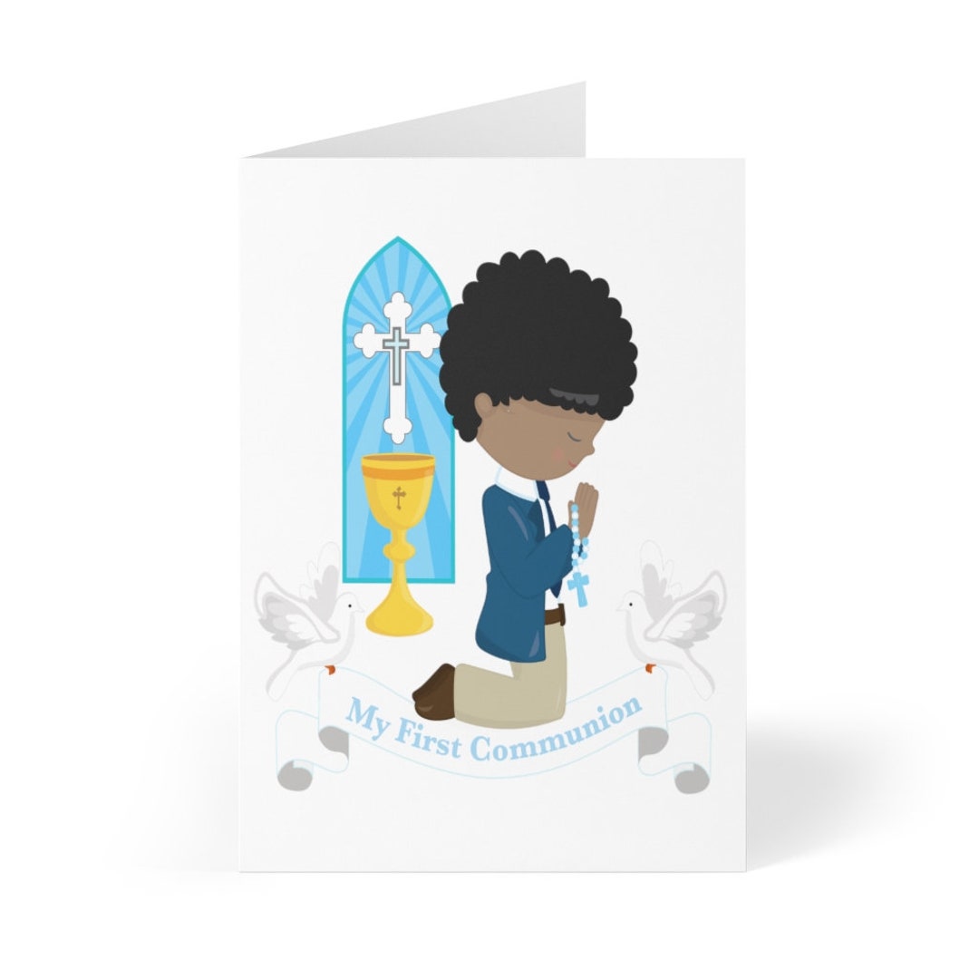 Black Boy Joy First Holy Communion Card, Blank 1st Communion Card for ...