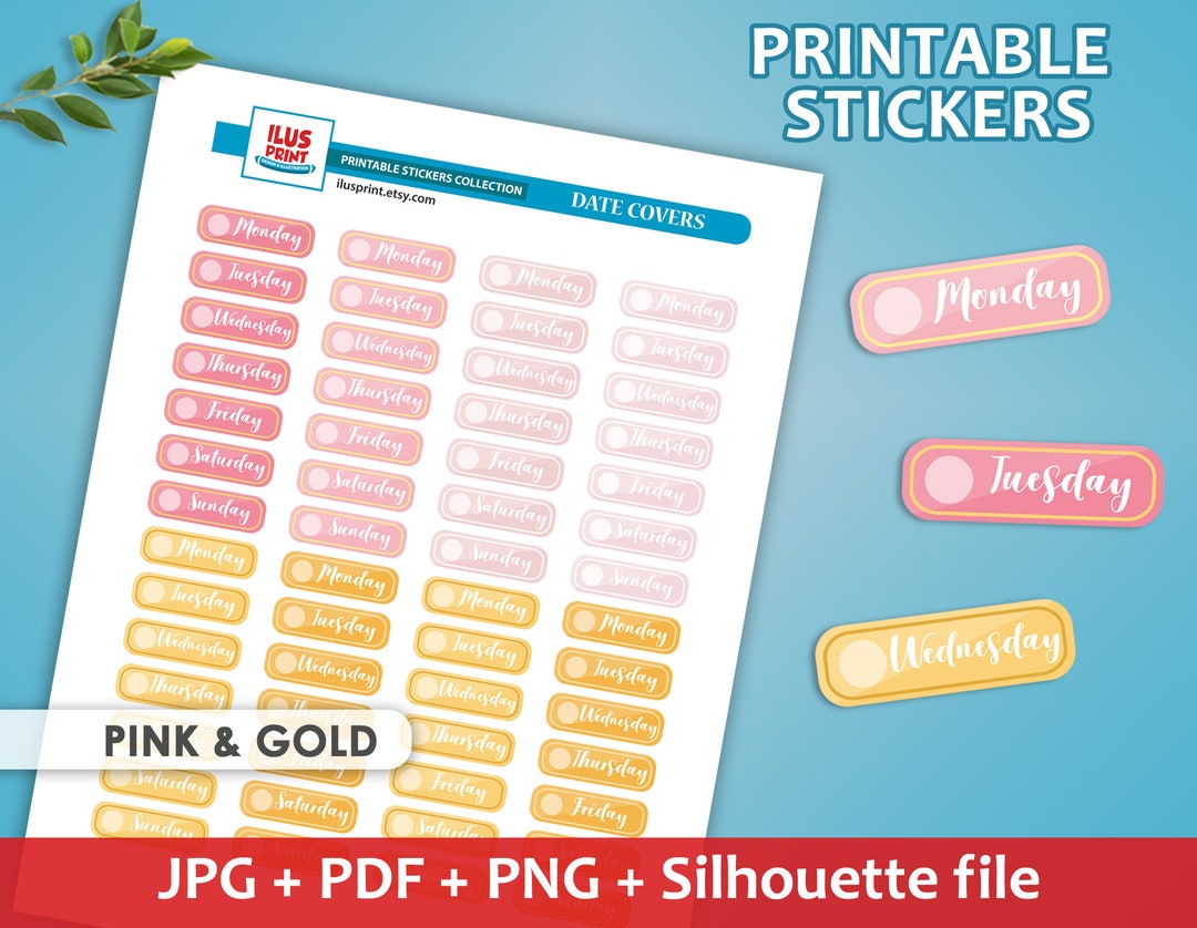 DATE COVERS Printable Stickers | Pink & Gold Date Covers | Planner ...