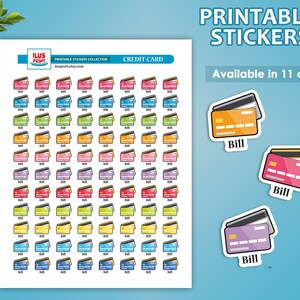 COLORFUL CREDIT CARD Printable Stickers Credit Card Planner Stickers ...