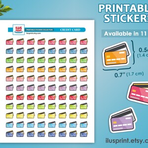 COLORFUL CREDIT CARD Printable Stickers Credit Card Planner | Etsy