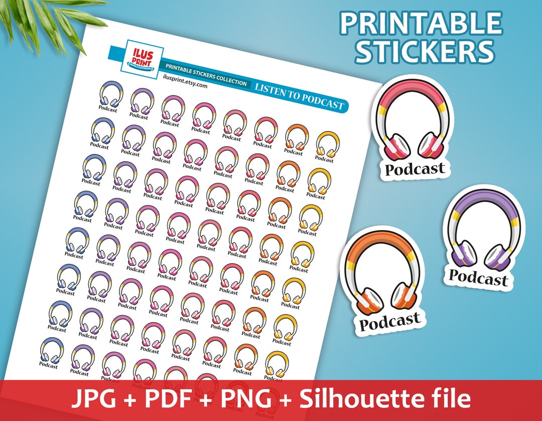LISTEN TO PODCAST Printable Stickers | Podcast Planner Stickers ...