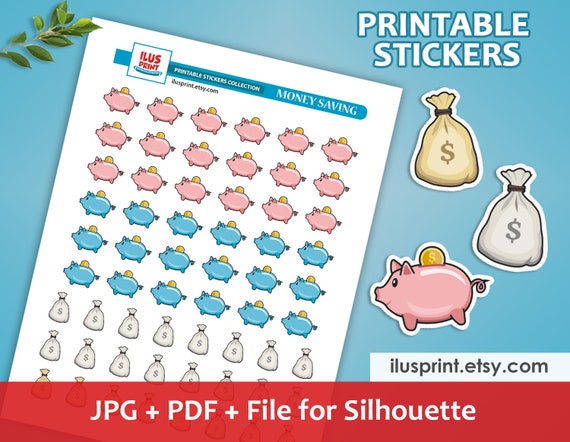 MONEY SAVING Printable Stickers Piggy Bank Stickers Money | Etsy