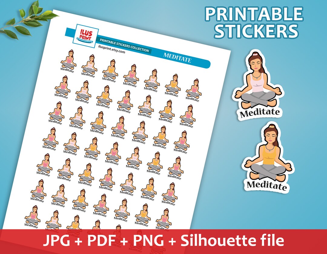 MEDITATE Printable Sticker | Mindfulness Planner Sticker | Printable ...