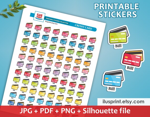 COLORFUL CREDIT CARD Printable Stickers Credit Card Planner | Etsy