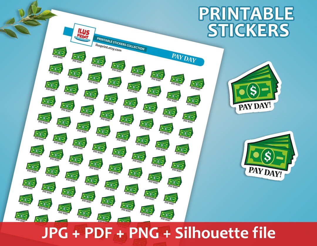 PAY DAY Printable Stickers Planner Stickers Dollar Bill Stickers Money ...