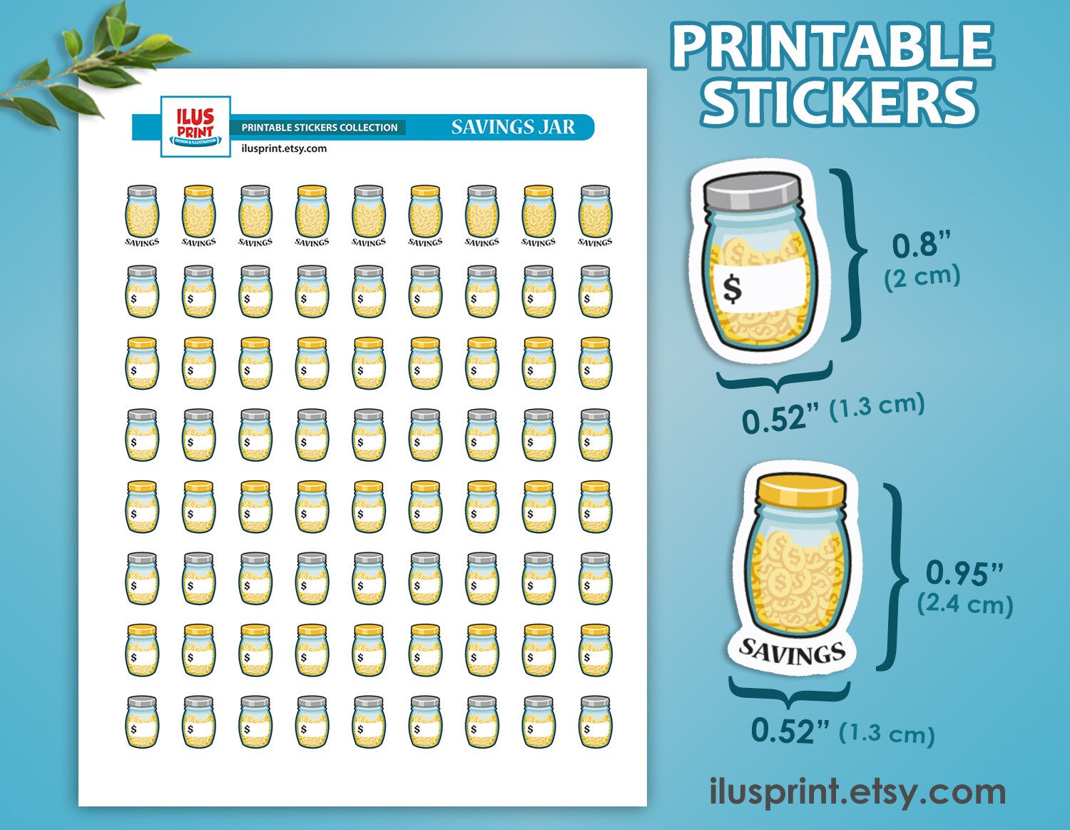 SAVINGS JAR Printable Stickers Saving Money Stickers | Etsy
