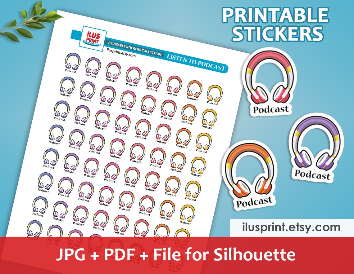 LISTEN TO PODCAST Printable Stickers Podcast Planner | Etsy
