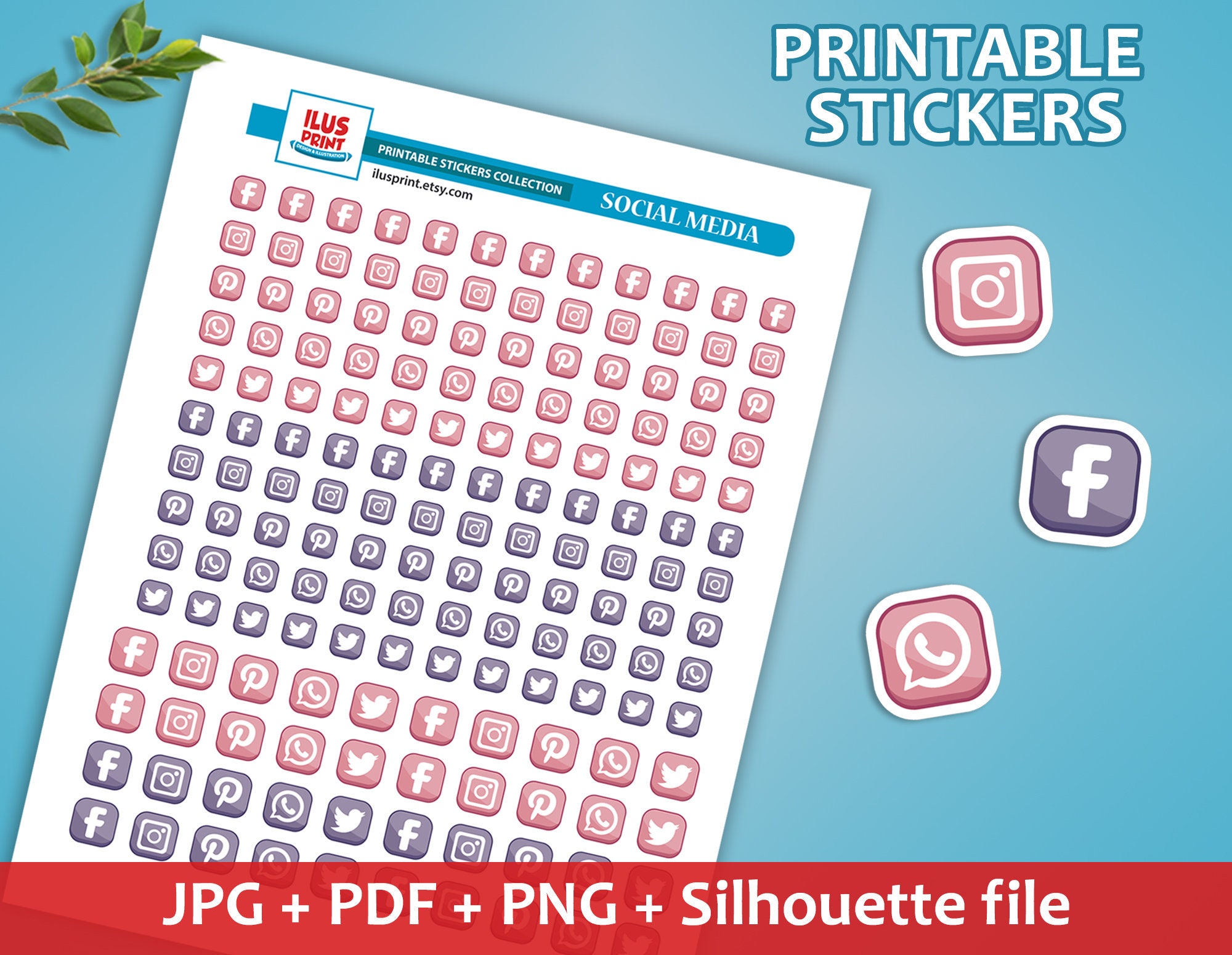 SOCIAL MEDIA Printable Stickers | Social Networks Icons Stickers ...
