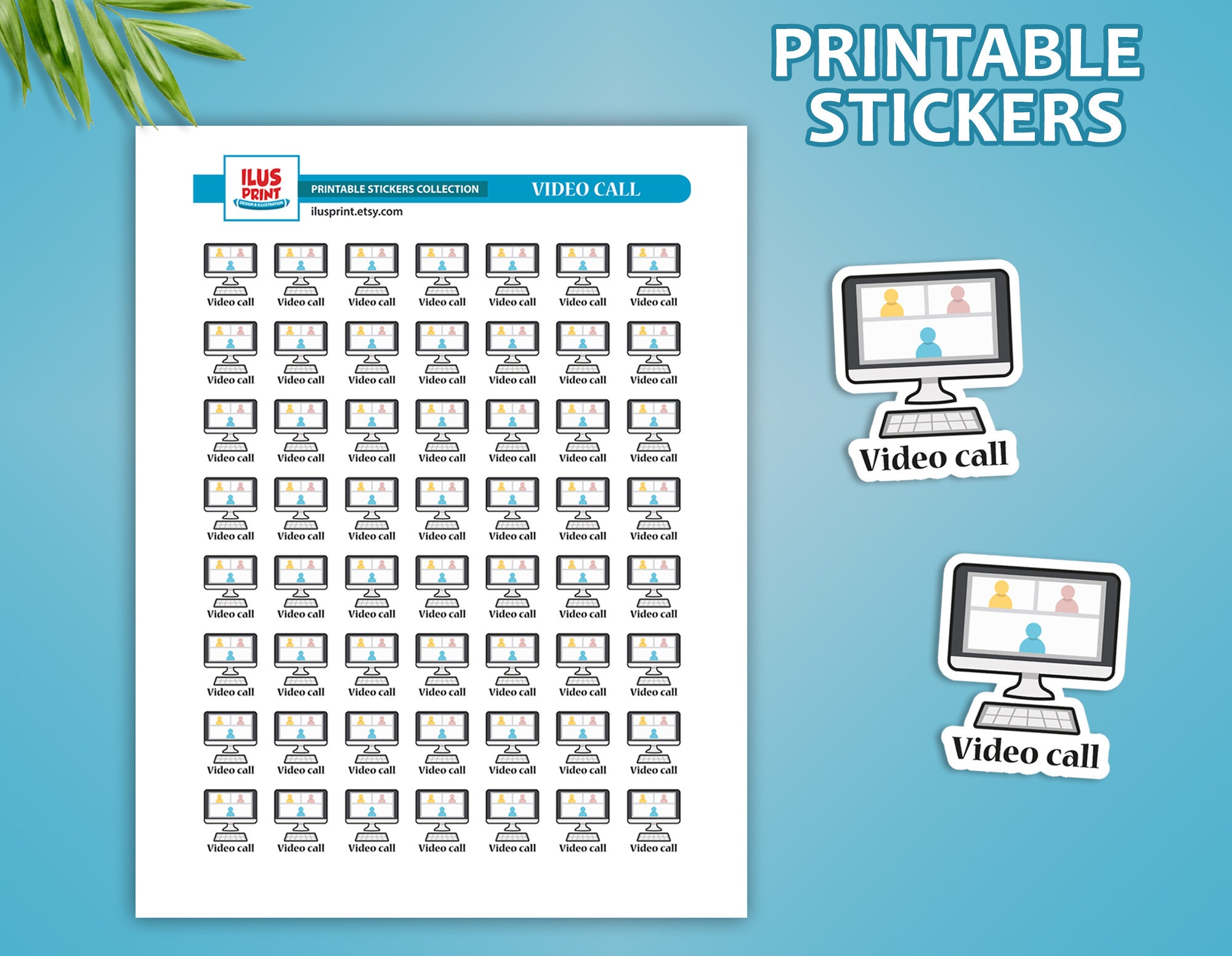VIDEO CALL Printable Sticker Video Call Planner Stickers - Etsy