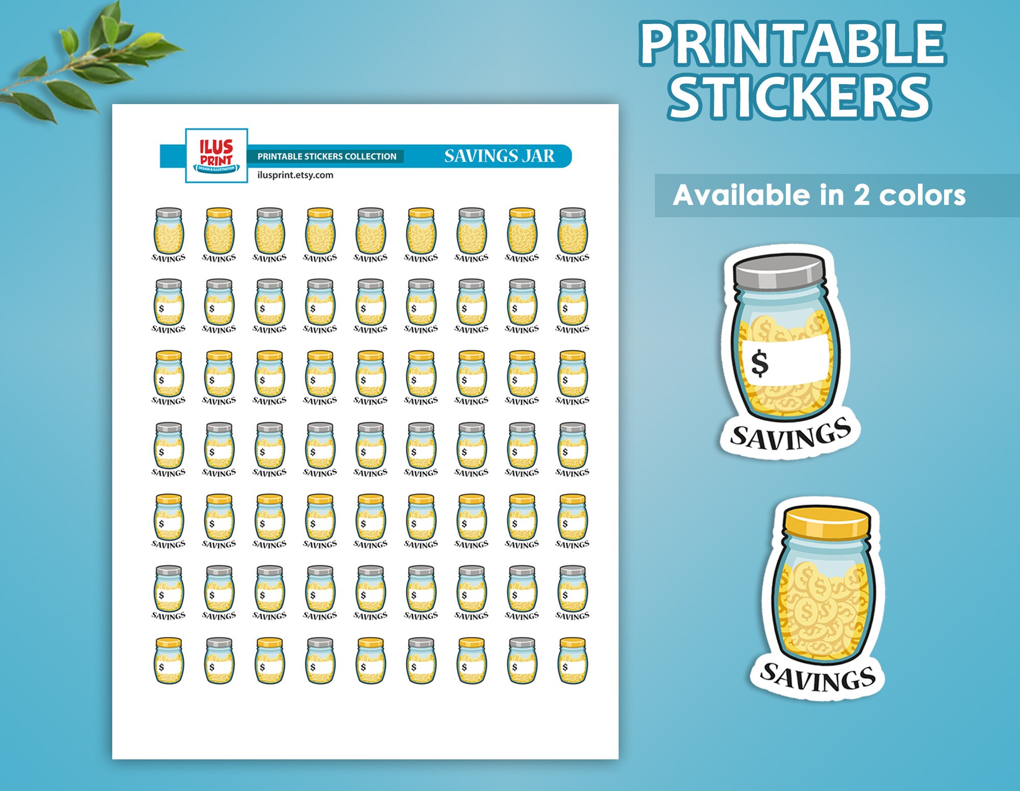 SAVINGS JAR Printable Stickers Saving Money Stickers Planner Printable ...