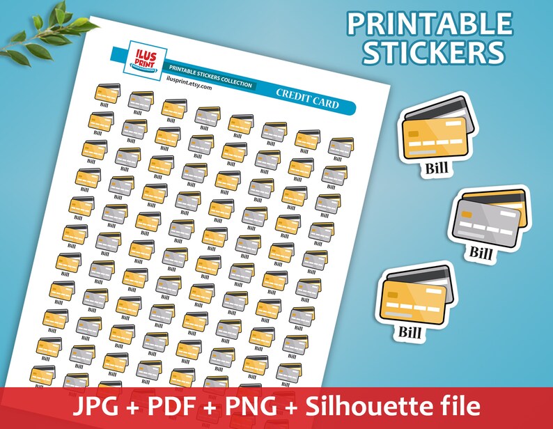 GOLD & SILVER CREDIT Card Printable Stickers | Credit Card Planner ...