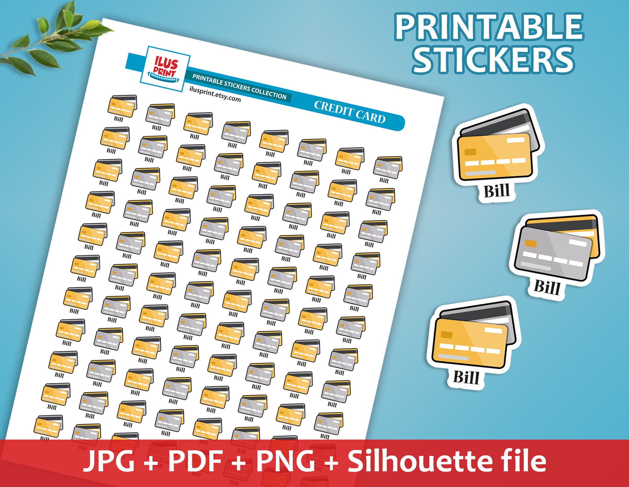 GOLD & SILVER CREDIT Card Printable Stickers | Credit Card Planner ...
