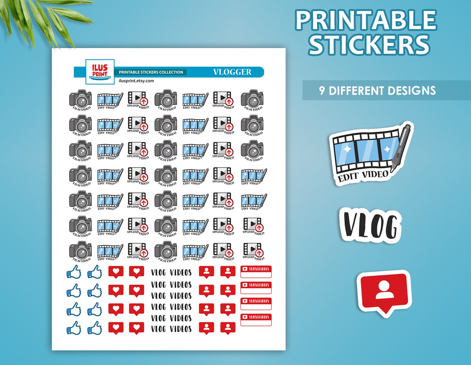 VLOGGER Printable Stickers Film Video Printable Stickers Edit Video ...