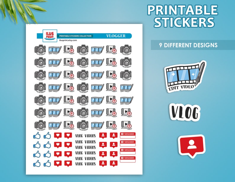 VLOGGER Printable Stickers Film Video Printable Stickers Edit Video ...