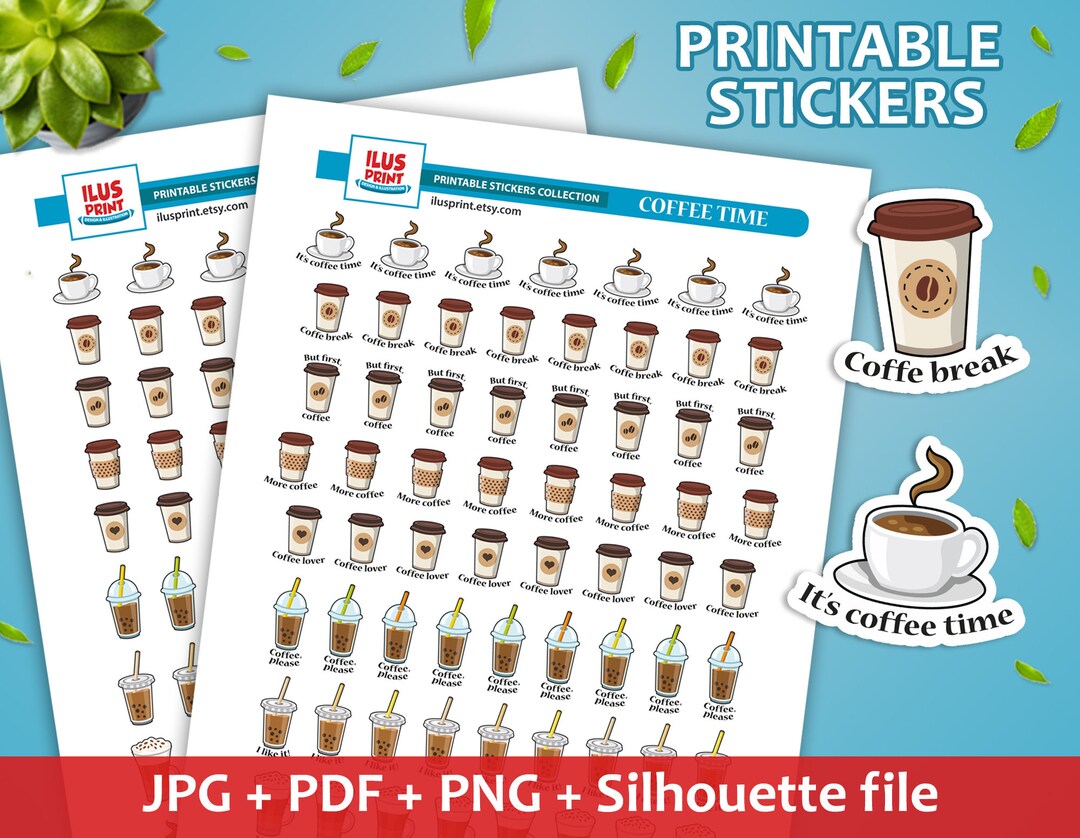 COFFEE TIME Printable Stickers | Planner Printable Stickers | Coffee ...