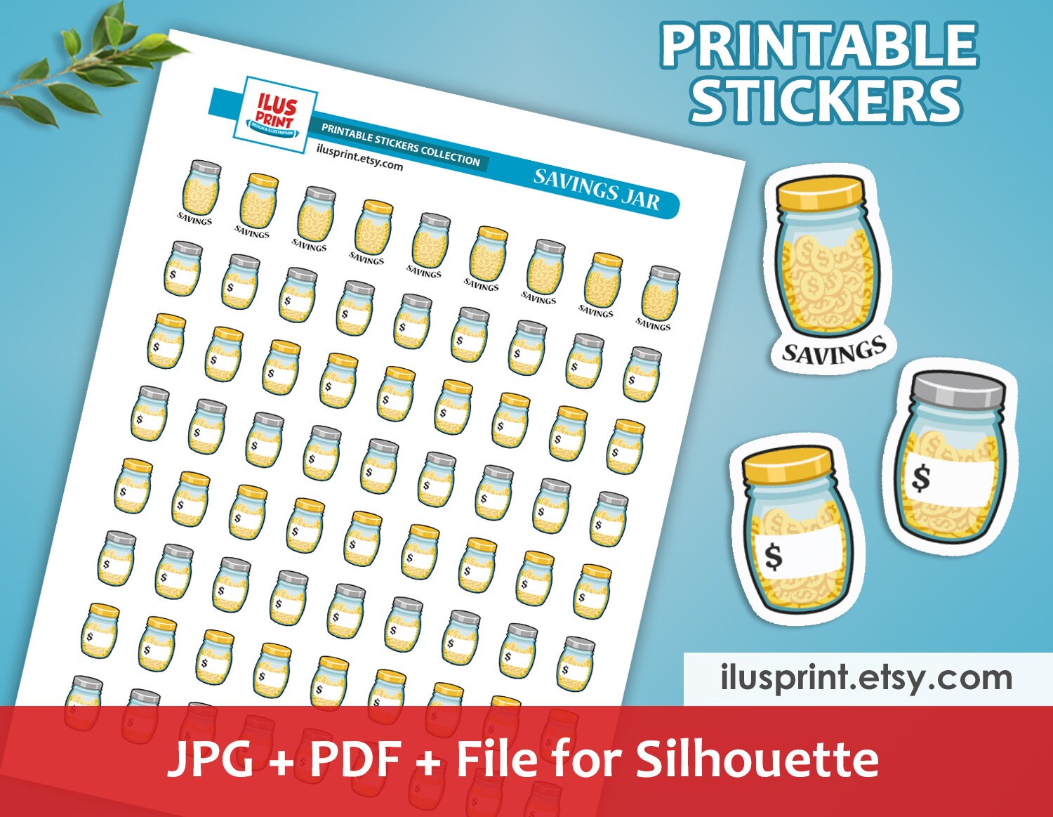 SAVINGS JAR Printable Stickers Saving Money Stickers | Etsy