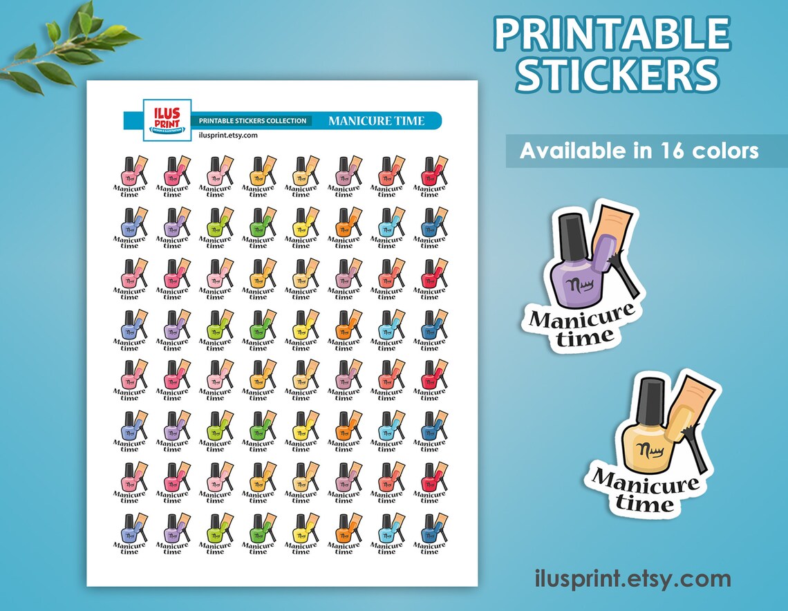 MANICURE Printable Sticker Nail Polish Planner Sticker | Etsy España