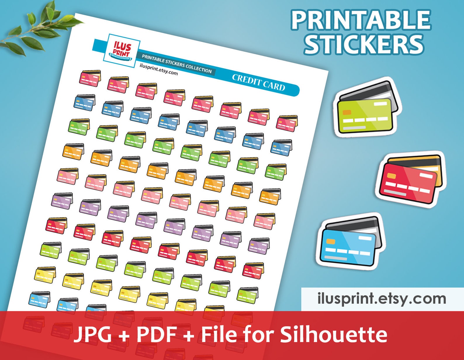 COLORFUL CREDIT CARD Printable Stickers Credit Card Planner | Etsy