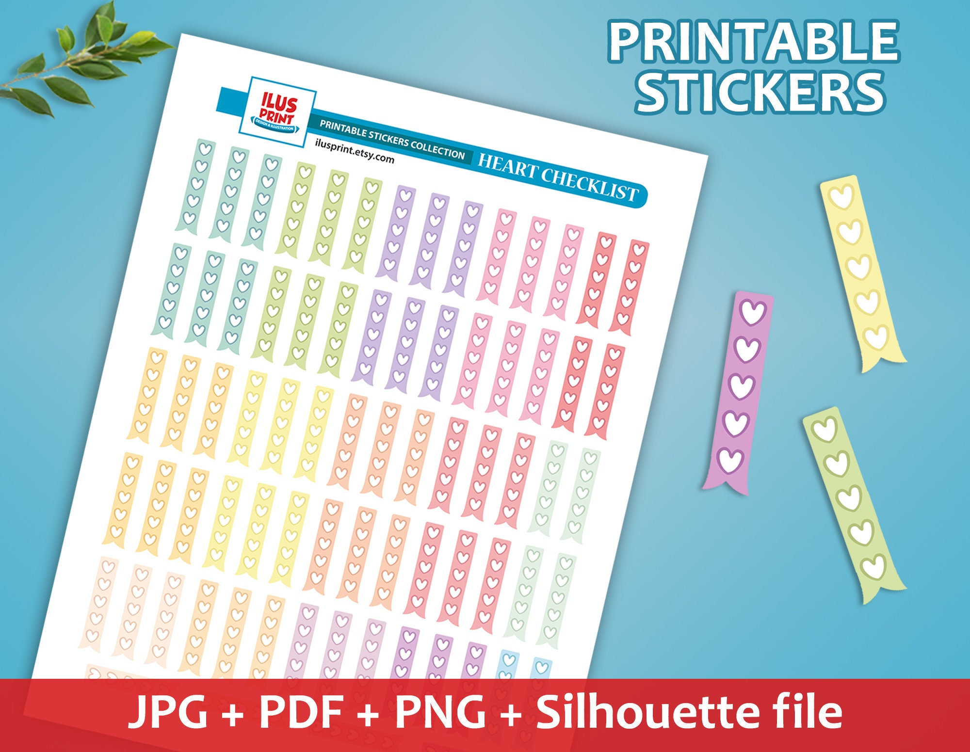 PASTEL HEART CHECKLIST Printable Stickers Checklist Planner Stickers ...