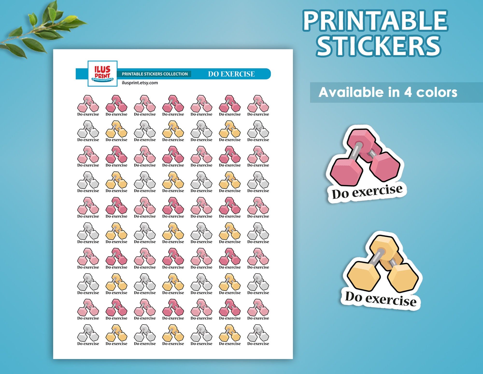 DO EXERCISE Printable Stickers Dumbbell Planner Stickers Strength ...