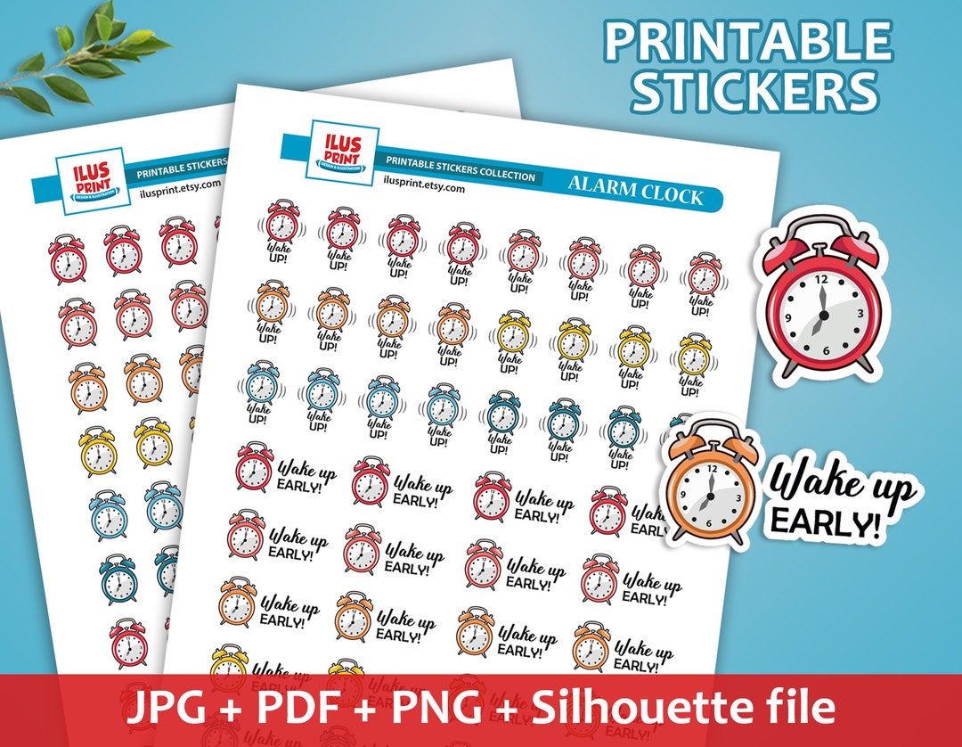 ALARM CLOCK Printable Planner Stickers Bullet Journal Stickers Cute ...