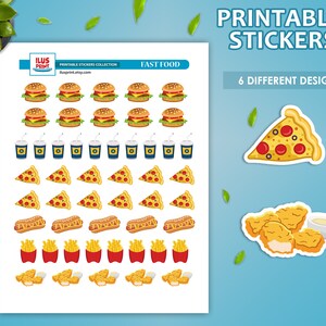 FAST FOOD Printable Stickers | Junk Food Stickers | Nuggets Printable ...