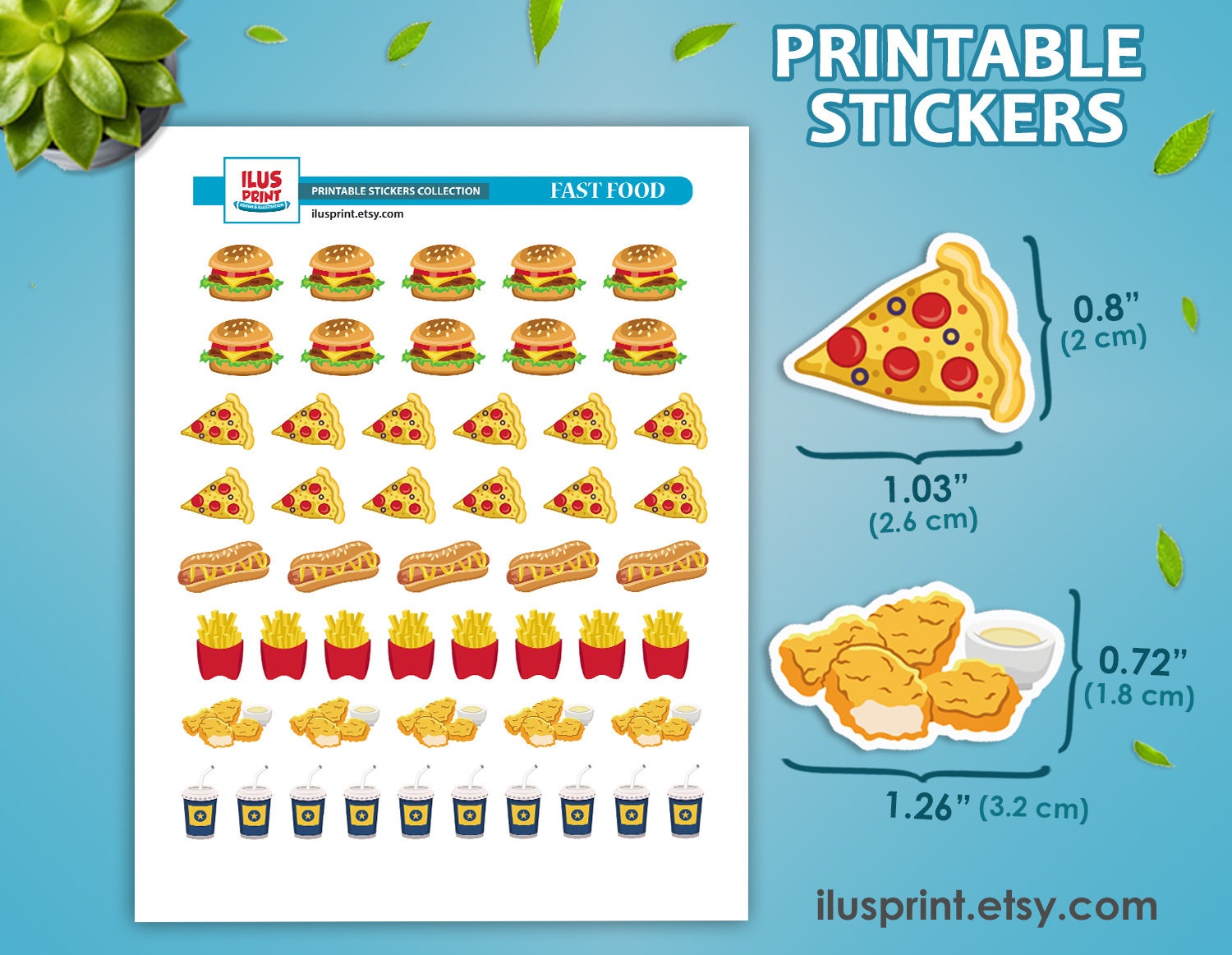 FAST FOOD Printable Stickers Junk Food Stickers Nuggets | Etsy