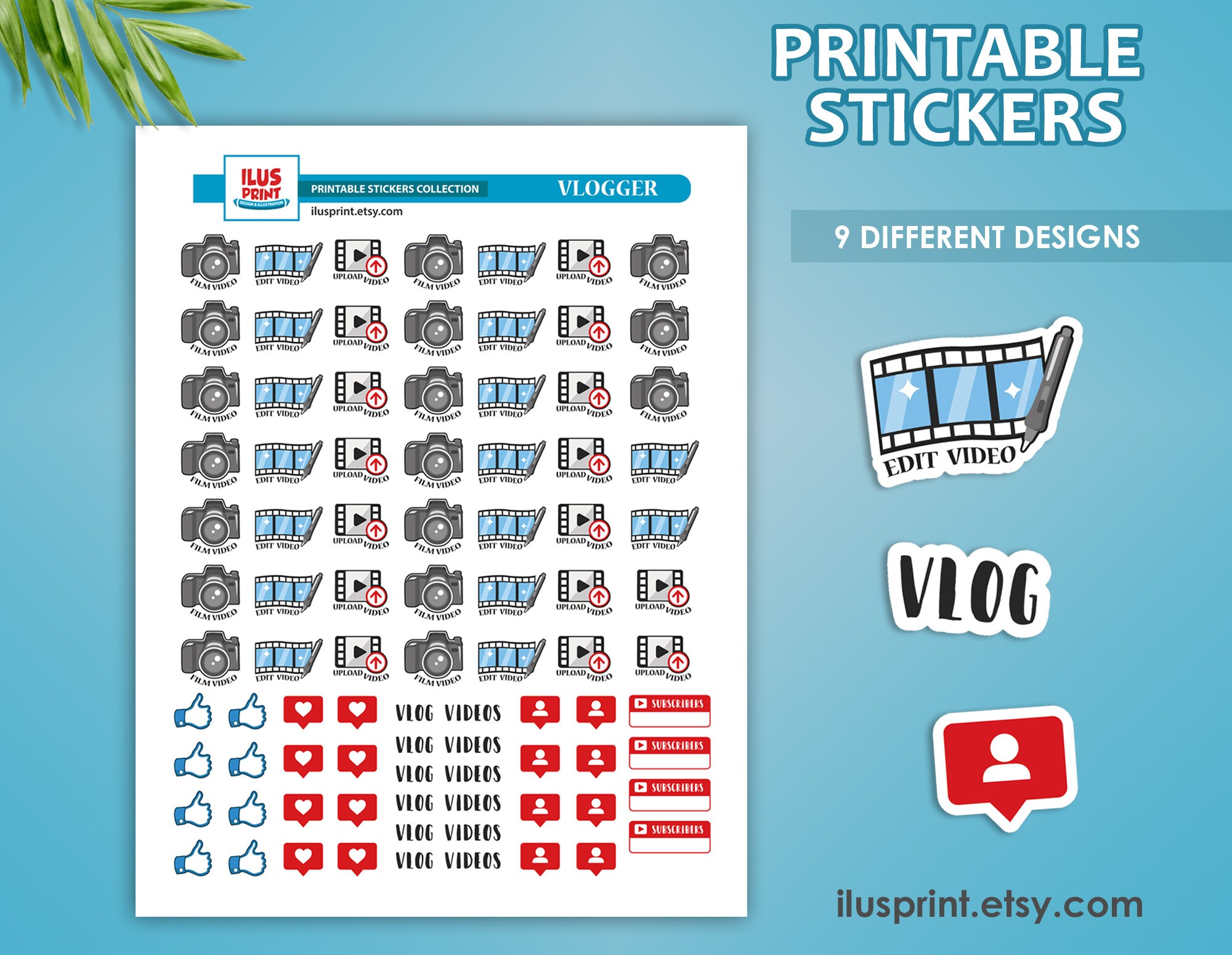 VLOGGER Printable Stickers Film Video Printable Stickers - Etsy