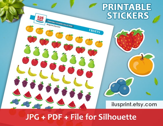 FRUITS Printable Stickers Fruit Planner Tangerine Stickers | Etsy
